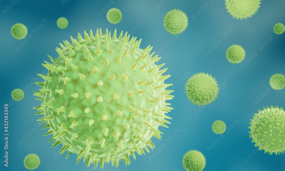 Pollen grain, microscopic view of pollen grains in the air cousing ...