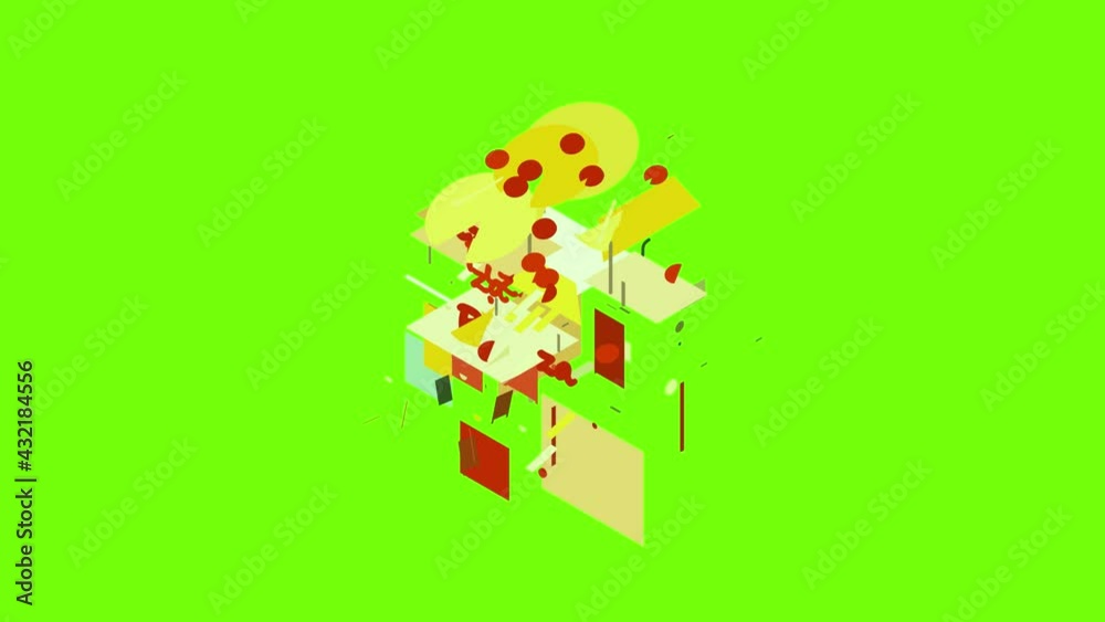 Pizza shop icon animation cartoon object on green screen background ...