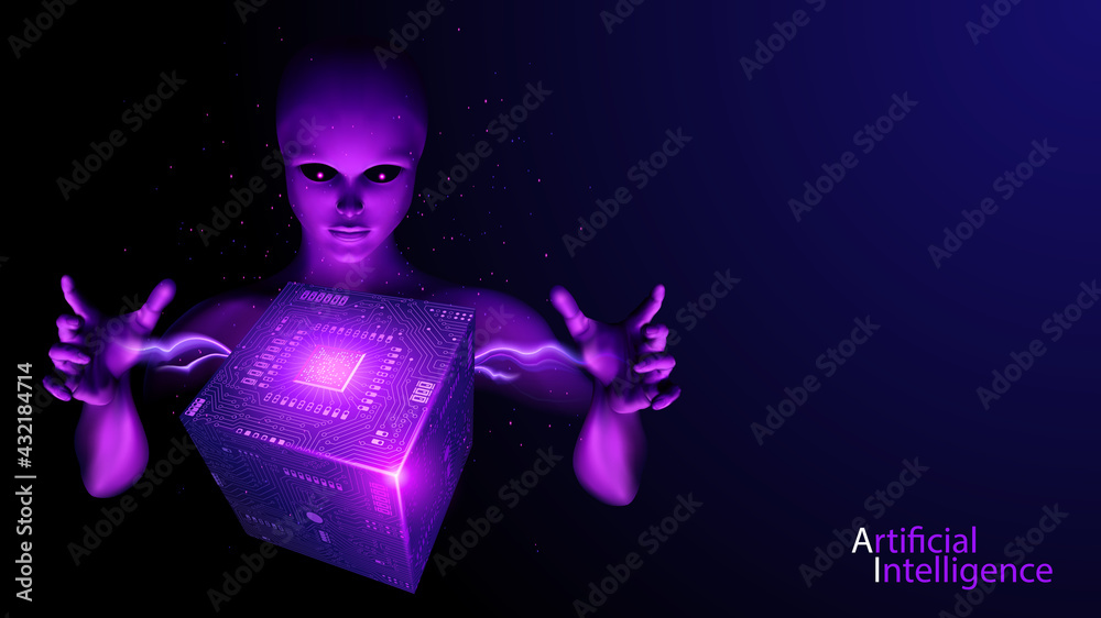 Vector. Futuristic abstract image. Artificial Intelligence. A robot ...