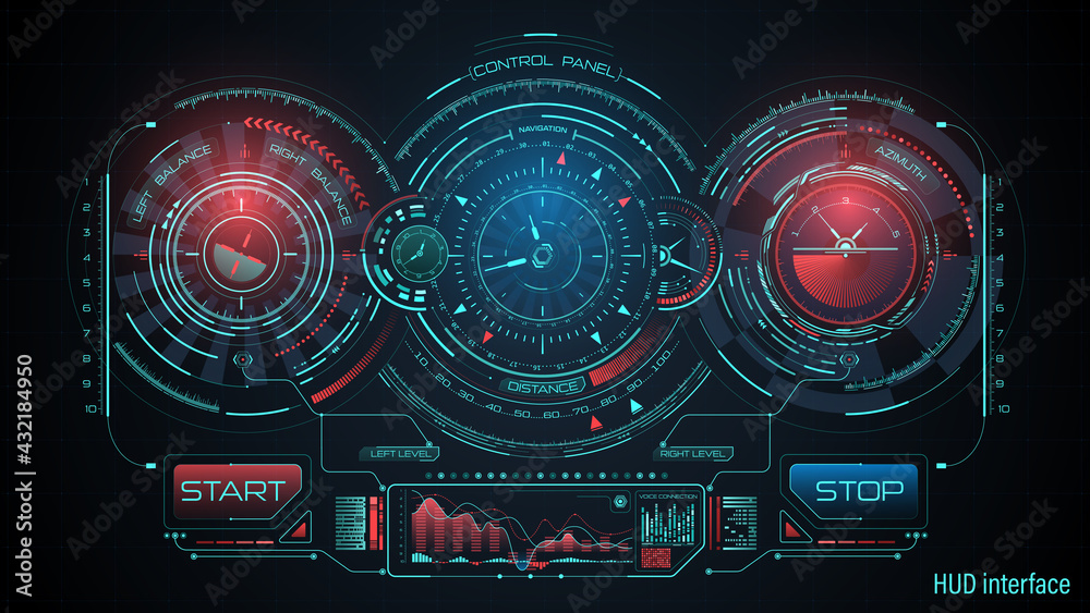 Vector technology background. Futuristic HUD style user interface ...