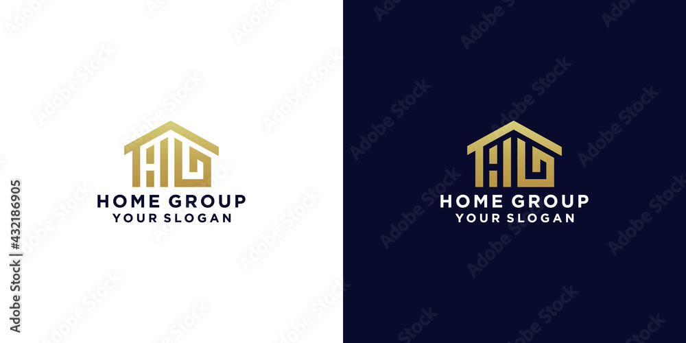 letter hg and home group logo design inspiration Stock Vector | Adobe Stock