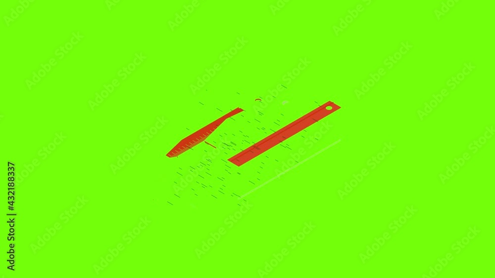 Ruler icon animation cartoon object on green screen background Stock ...
