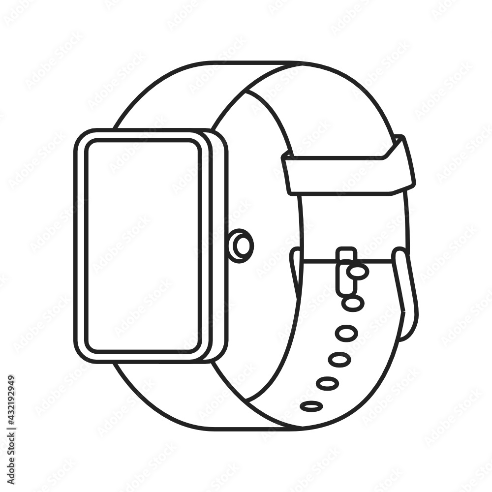 Smart Watch Line Outline, Smart Watch Vector, UI Icon, Flat Icon, Watch ...