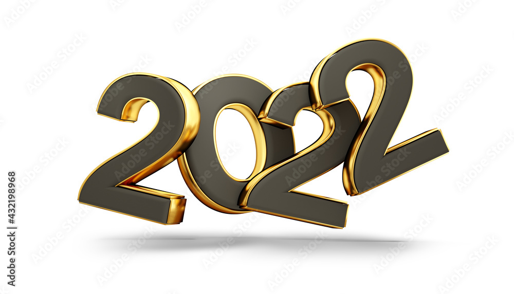 2022 dark and golden symbol 3d-illustration Stock 일러스트레이션 | Adobe Stock