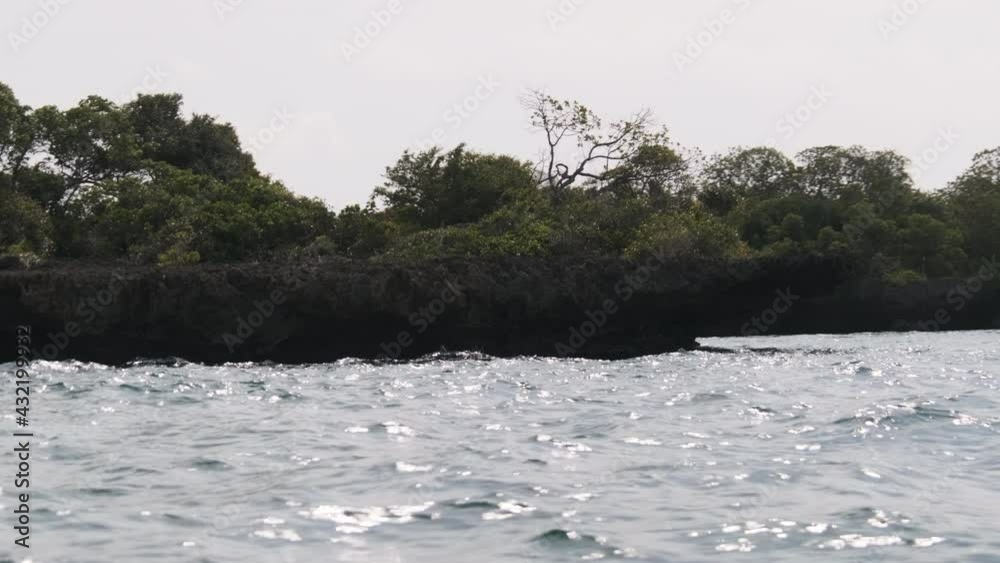 Lagoon at Kwale Island in Menai Bay, Zanzibar. Mangroves form many ...
