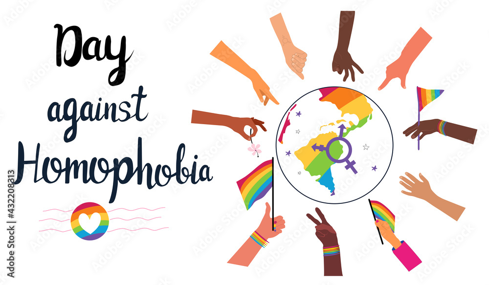 Day against homophobia lettering poster.Pride month.LGBTQ concept ...