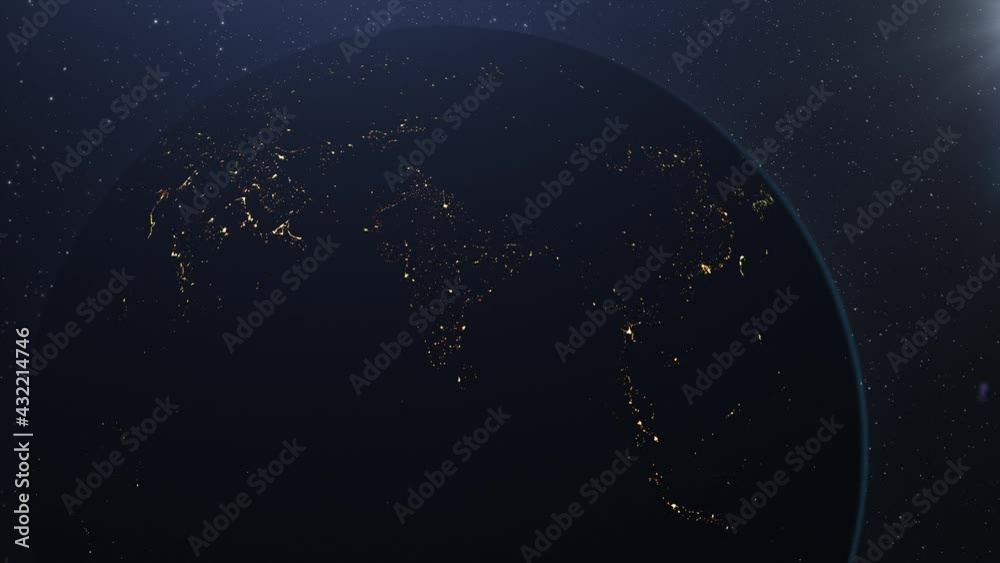 Beautiful 3d earth planet animation. Space Zoom rotating view, Concept ...