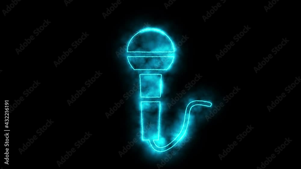 Video „Linear neon animation of blue microphone with dynamic smoke on ...