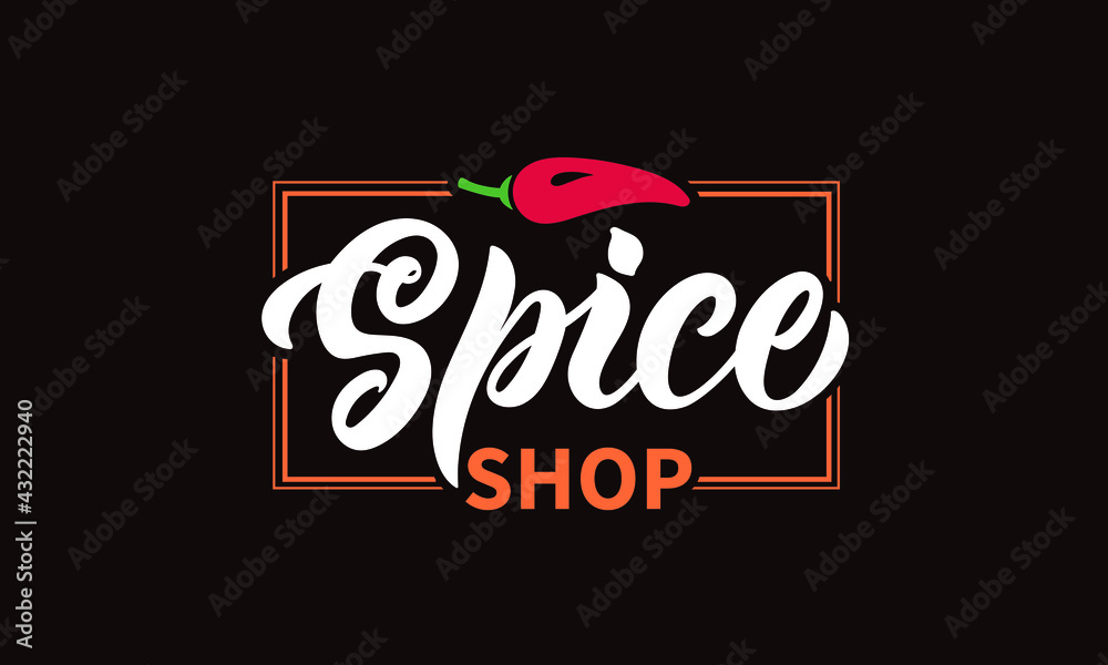 Spice shop logotype with handwritten text. Modern brush calligraphy ...