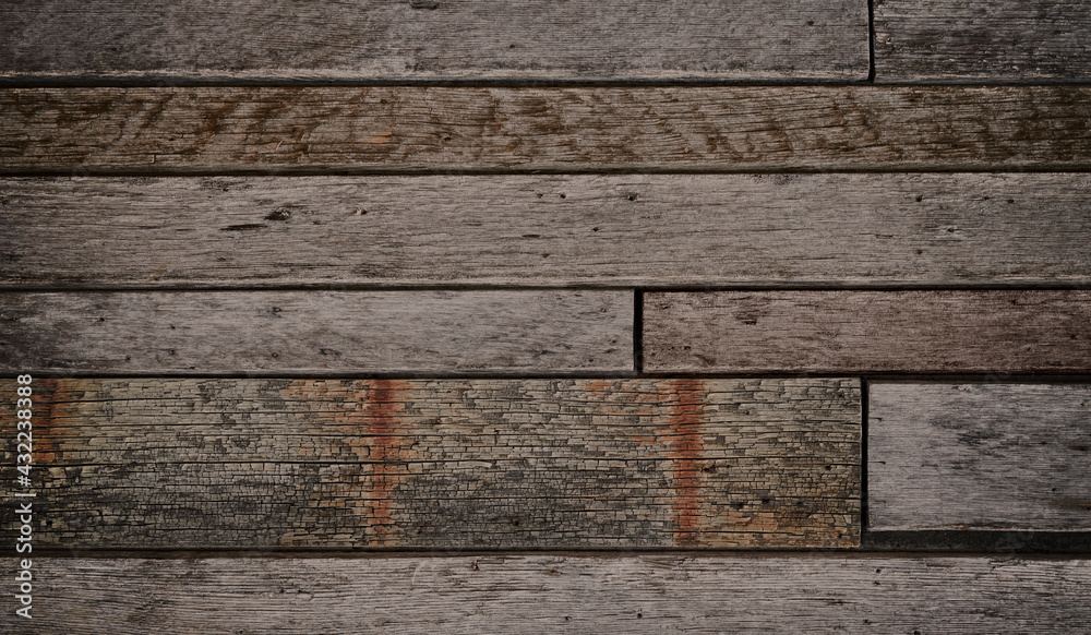 Antique reclaimed wood background with aged boards lined up. Wooden ...