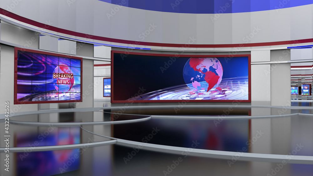 News Studio, Backdrop For TV Shows .TV On Wall.3D Virtual News Studio ...