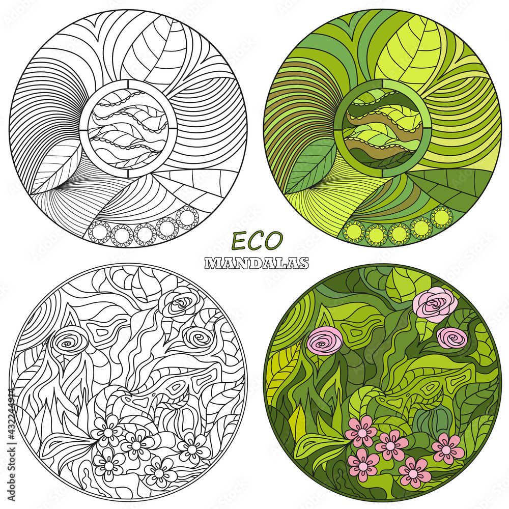 Templates. Zendala. Zentangle. Hand drawn circle mandala with abstract ...