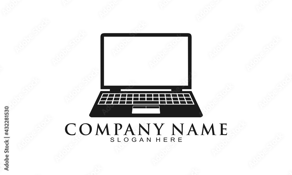Laptop computer vector logo Stock Vector | Adobe Stock