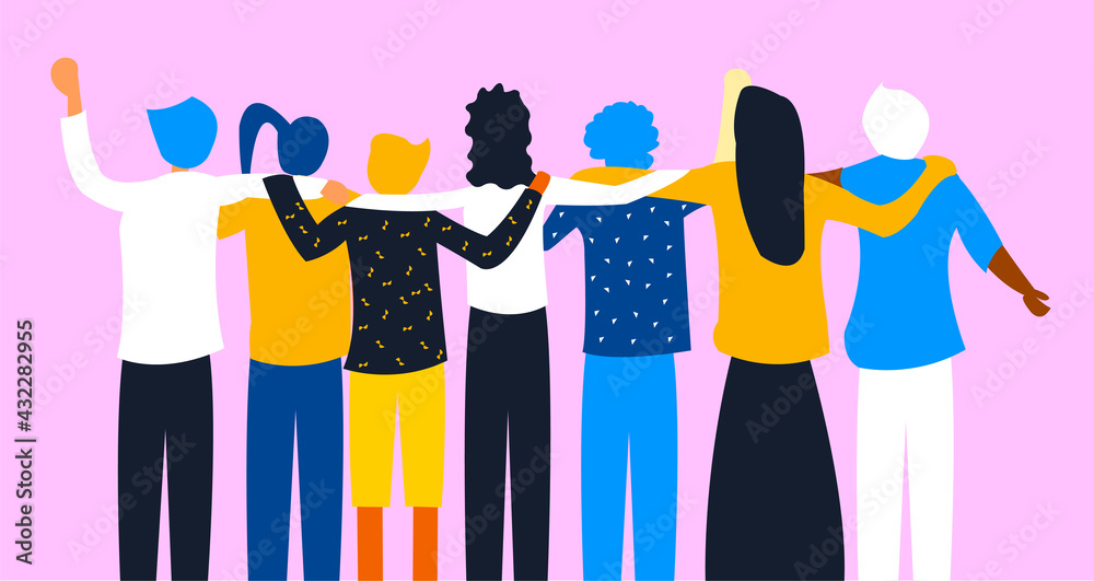 Flat illustration about friendship, bond, diversity, inclusion and ...