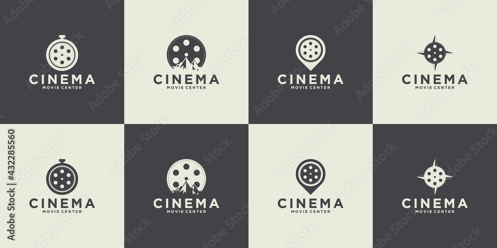 Collection of cinema vector symbols and retro movie emblem collection ...