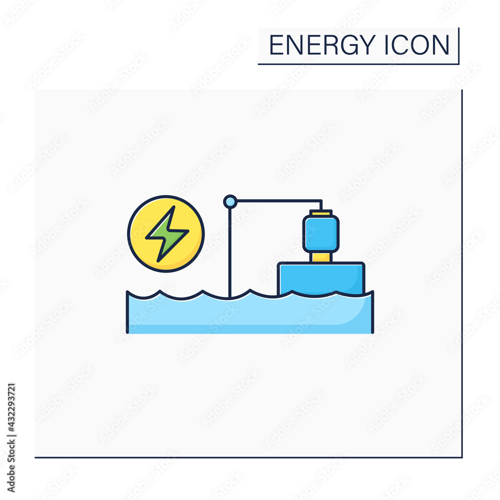 Pumped storage station color icon. Hydroelectric energy storage.Water ...