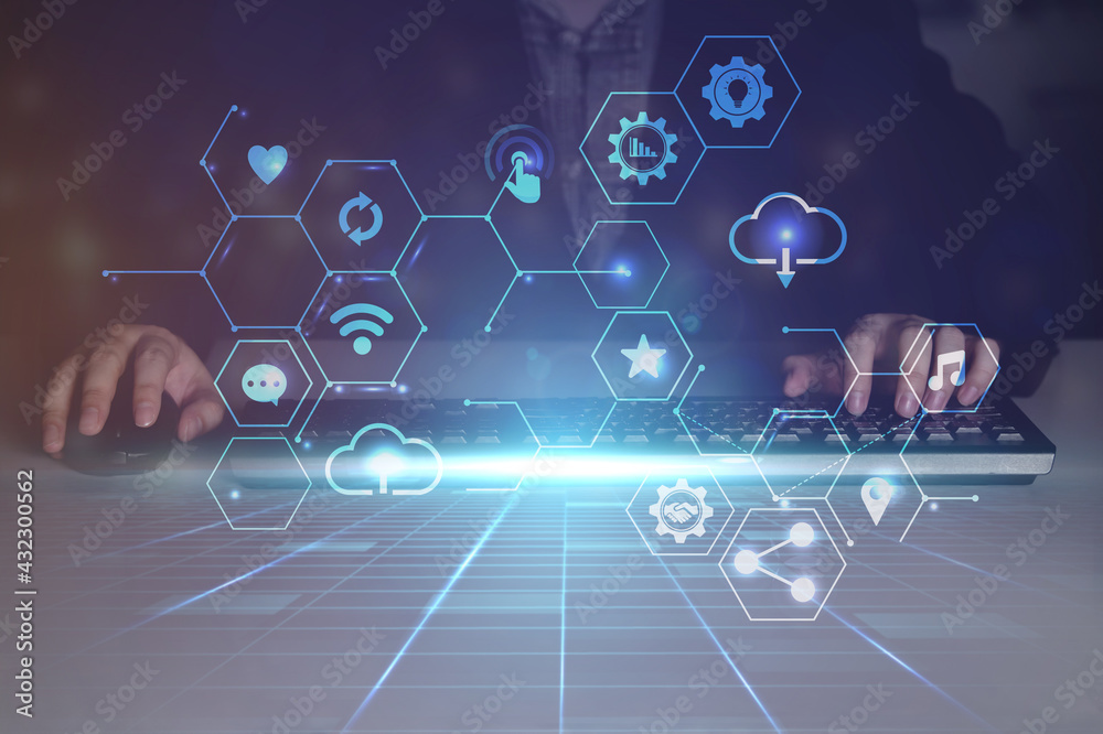 Ai technology Digital management concept. Digital transformation change ...