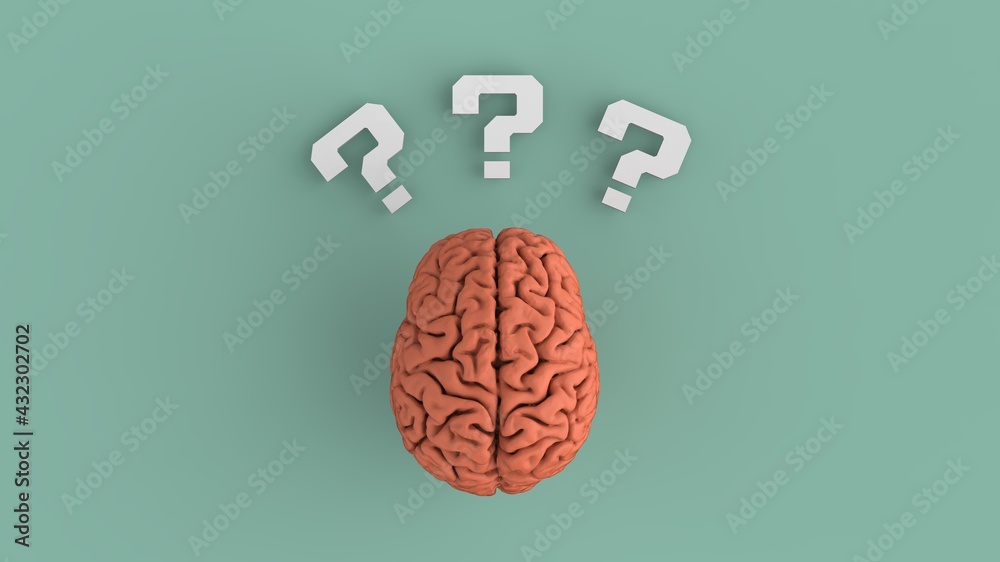 Brain with white question mark concept to creative idea brainstorm top ...
