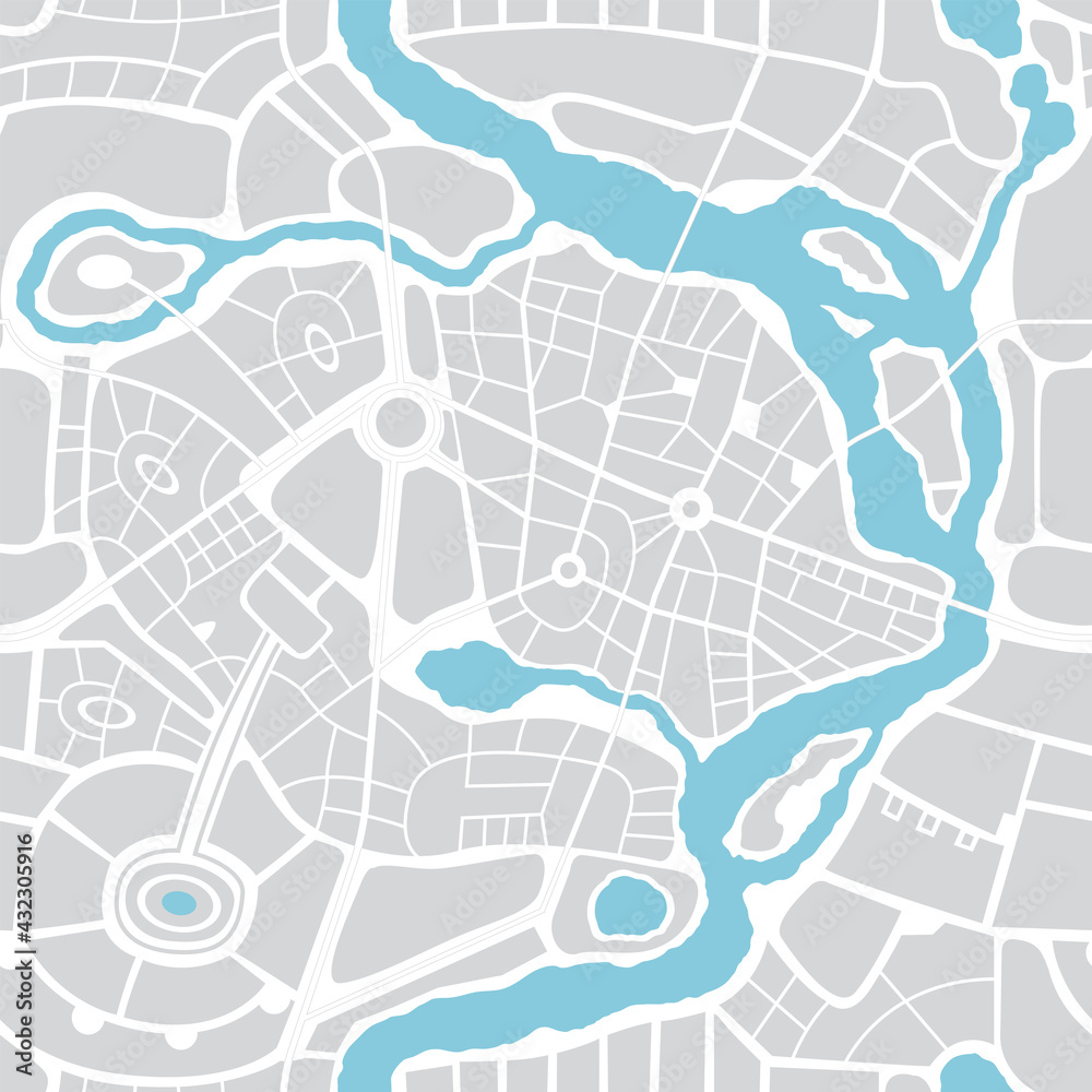 Seamless pattern in the form of abstract city map. Repeating flat ...
