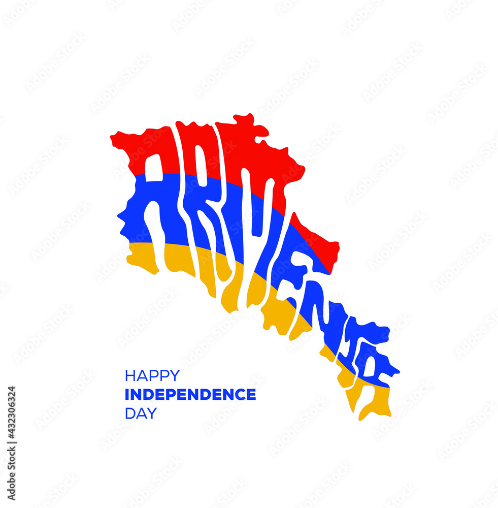 Armenia Map lettering in national flag colors. happy Independence day ...