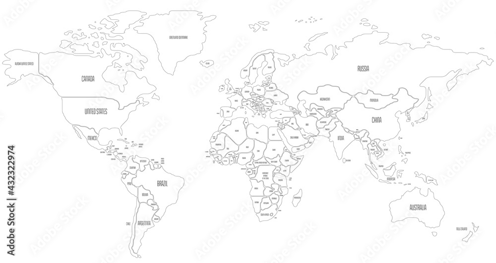Simplified smooth border World map Stock Vector | Adobe Stock