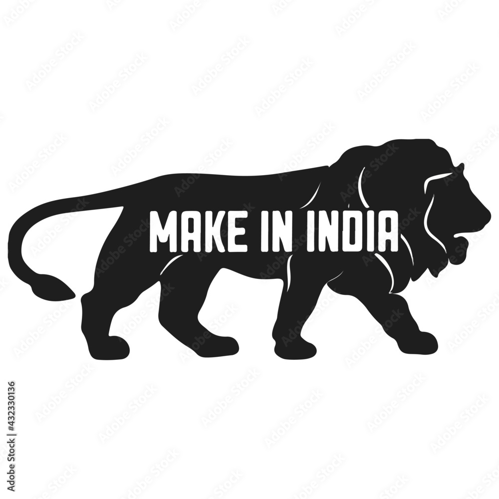 Make in India Symbol in Black color with text. Black lion Stock Vector ...