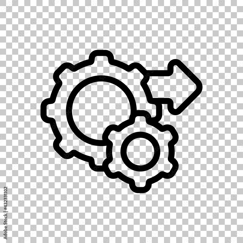 Workflow process, gear and arrows, automate business operation. Black ...