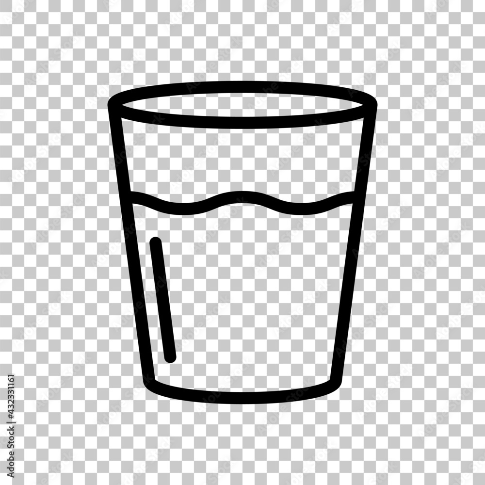 Glass of water, cup with drink, simple icon. Black editable linear ...