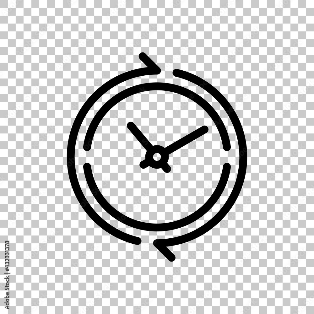 Timer in circle, simple clock or watch, time icon. Black editable ...