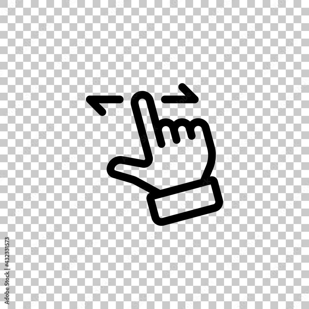 Swipe action by finger, simple icon. Black editable linear symbol on ...