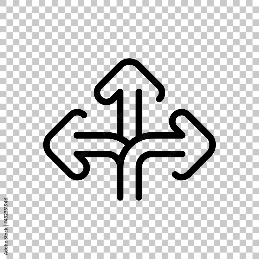 Three-way direction, make a choice, 3 arrows pointing in different ...