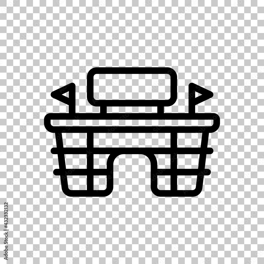 Simple stadium icon, sport arena. Black editable linear symbol on ...
