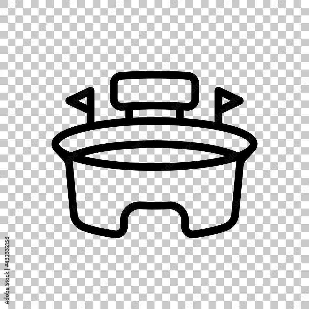 Simple stadium icon, sport arena. Black editable linear symbol on ...