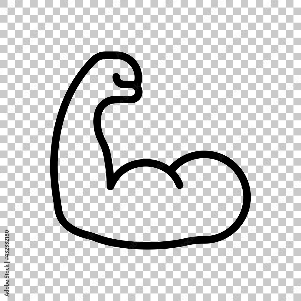 Strong muscle, hand with powerful bicep, simple icon. Black editable ...