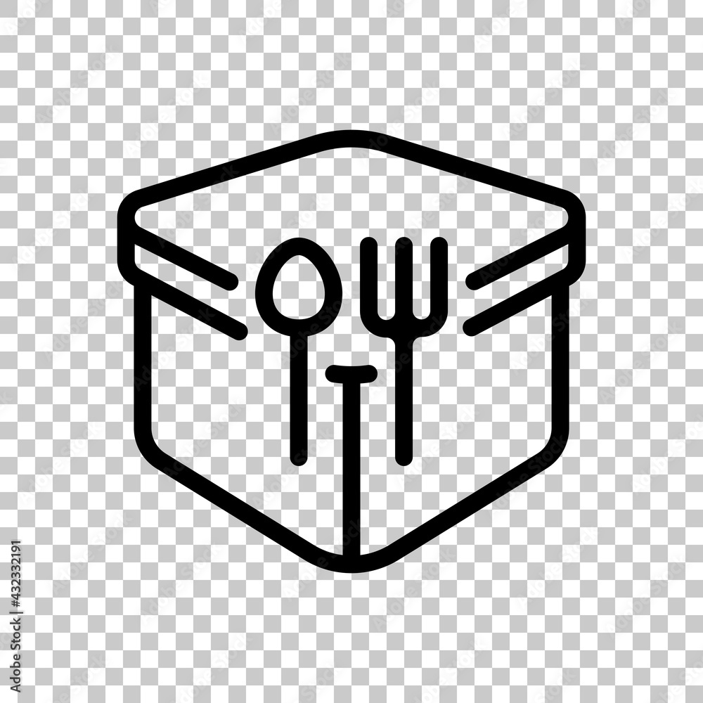 Lunch box, container for food, simple icon. Black editable linear ...