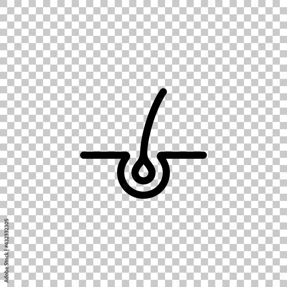 Hair follicle, treatment about skin, simple medical icon. Black ...