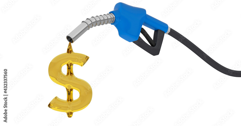 Fuel pump with a drop in the shape of a dollar sign. The concept of an ...
