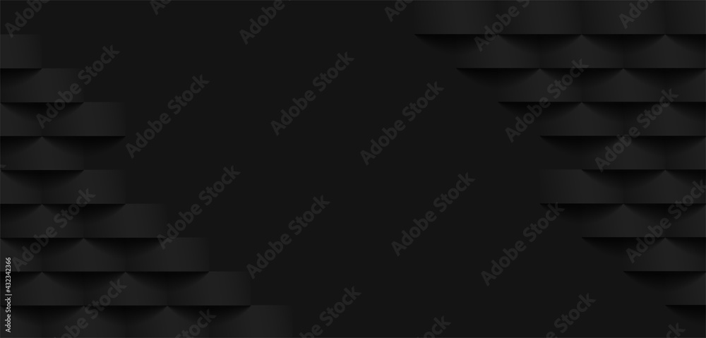 Abstract. Black square shape background. light and shadow. Vector ...