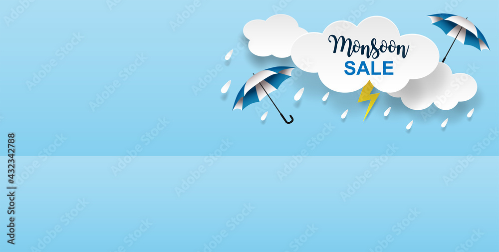 Rainy season theme product display podium. Design with clouds and ...