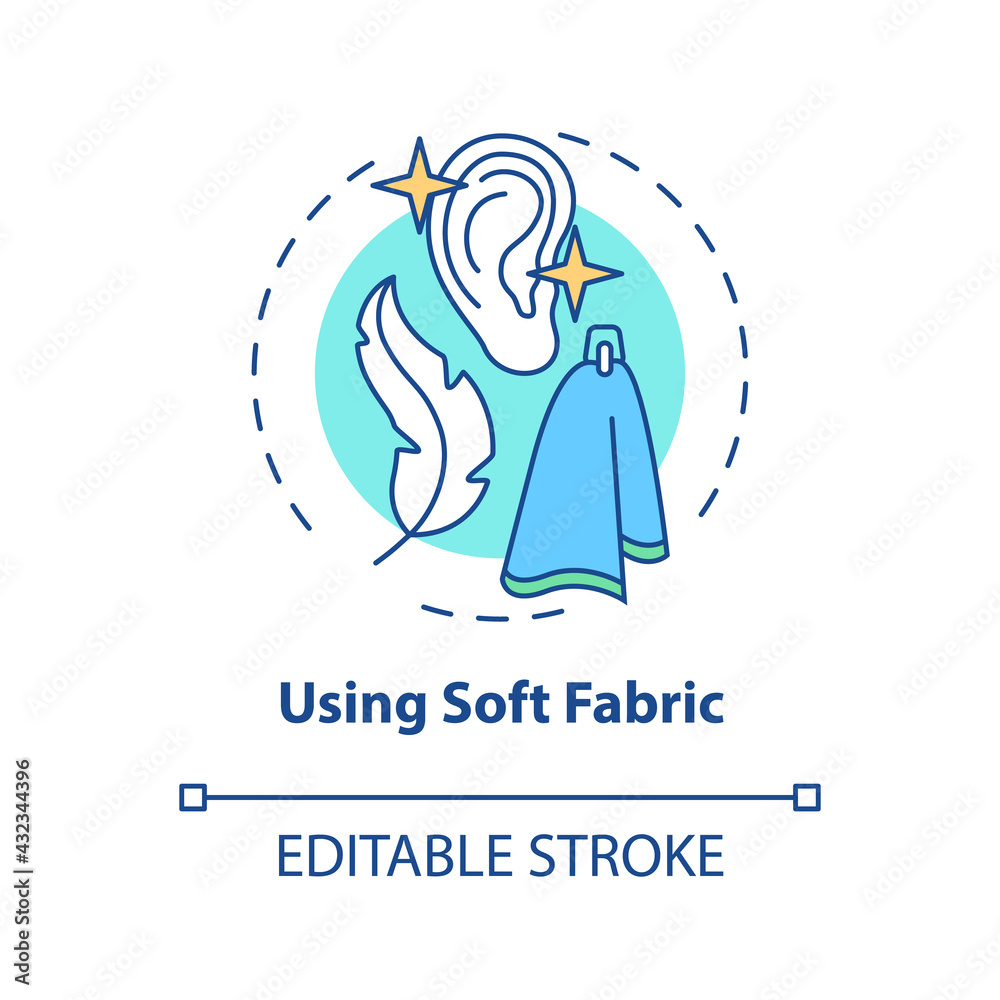 Using soft fabric concept icon. Ear hygiene method idea thin line ...