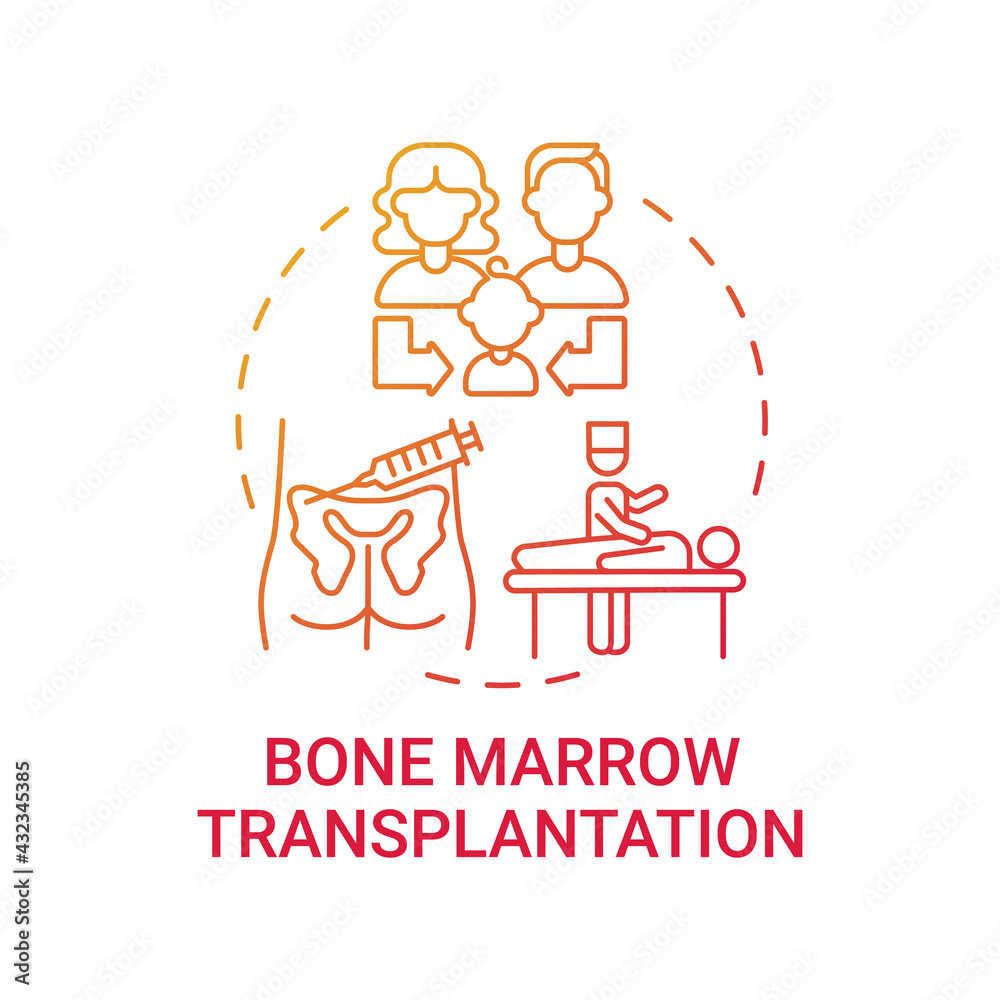 Bone marrow transplantation red gradient concept icon. Donor from ...