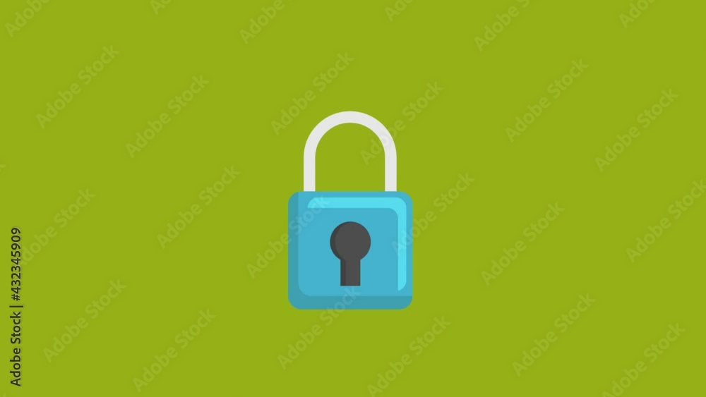 lock icon animation on the green screen background. 4K video. Chroma ...