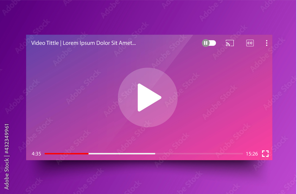 Colourful multimedia frame template. Mock up online video player. Life ...
