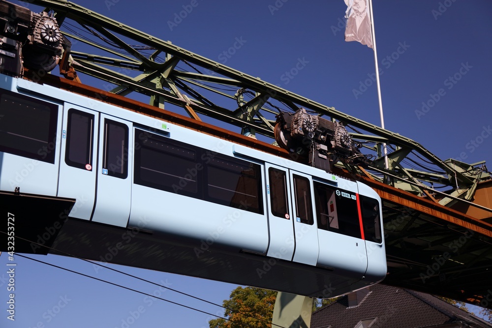 WUPPERTAL, GERMANY - SEPTEMBER 19, 2020: Wuppertaler Schwebebahn ...