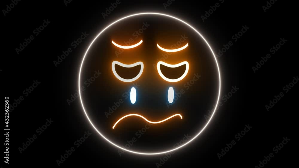 sad face neon icons depressed person face emoji background. Stock 비디오 ...