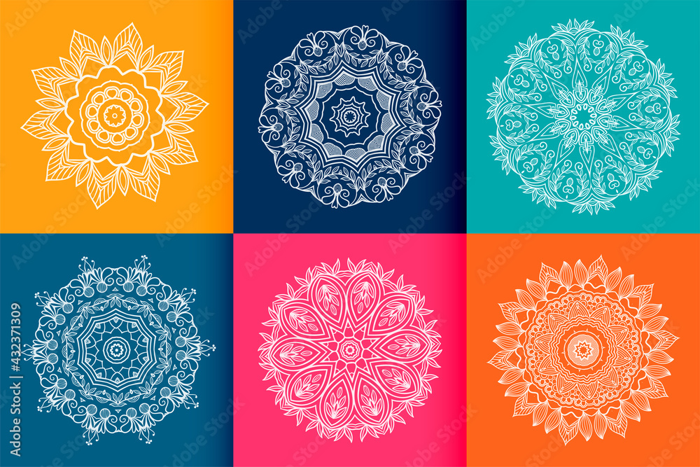 six ethnic mandala patterns set Stock Vector | Adobe Stock