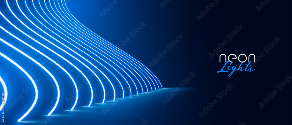 blue neon light effect floor pathway banner Stock Vector | Adobe Stock