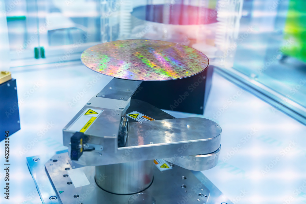 wafers and microcircuits with automation system control application on automate robot arm Stock ...