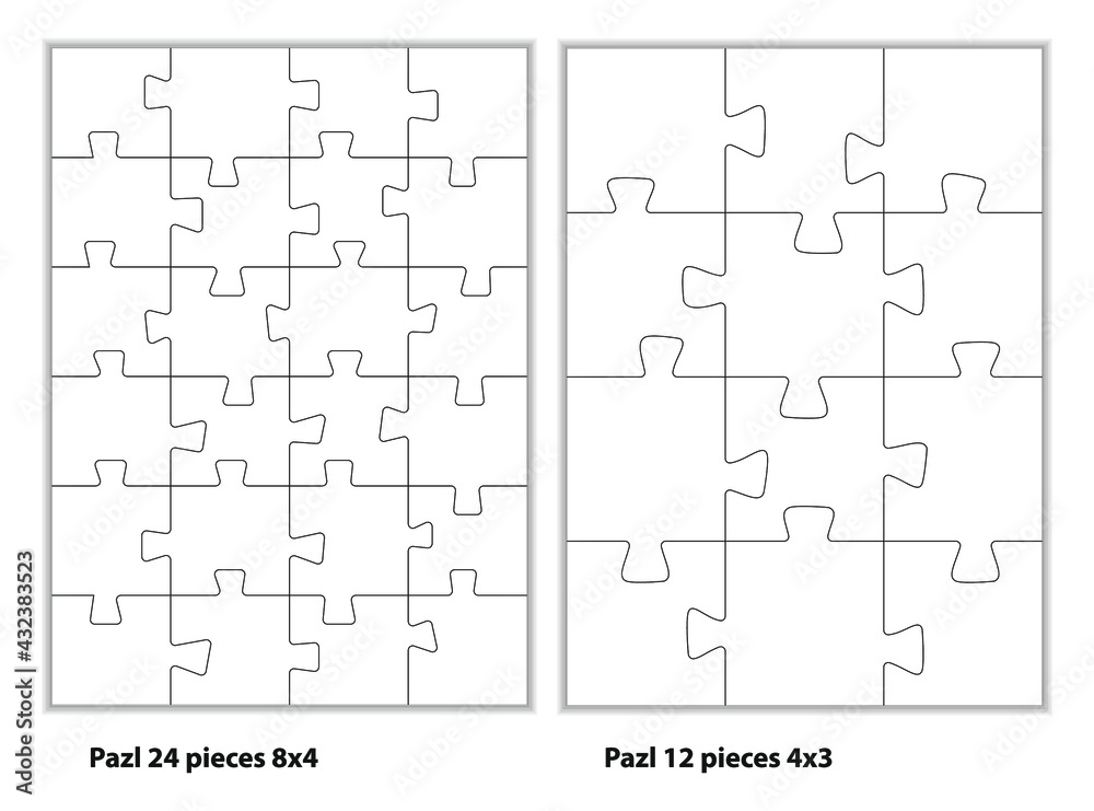 Vecteur Stock a collection of 24 and 12 puzzle pieces, in 8x3 and 3x4 ...