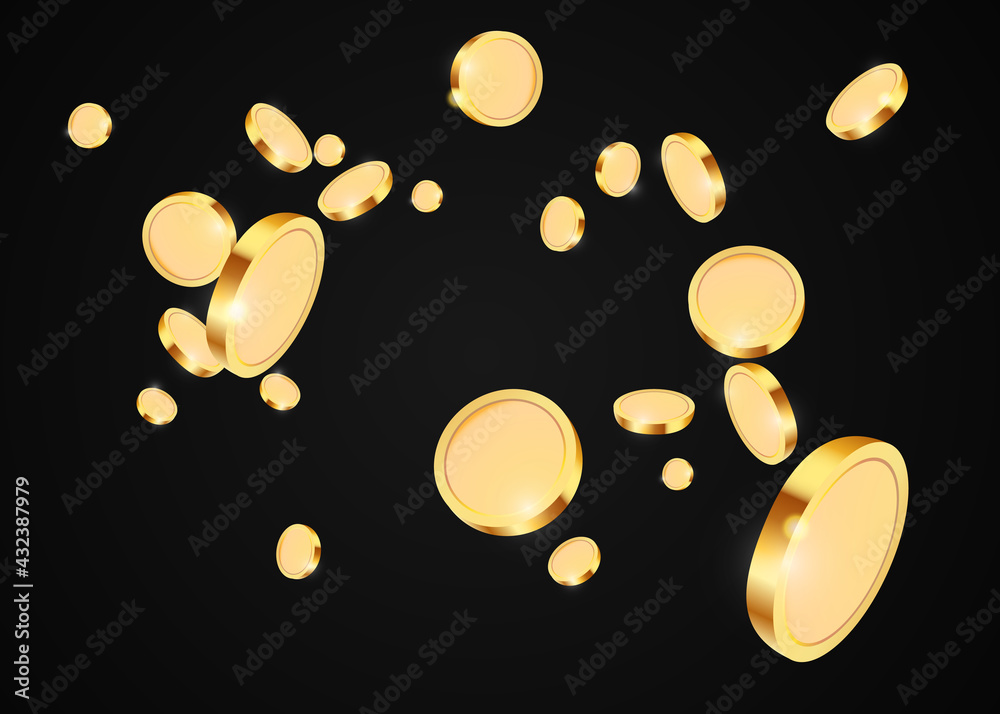 Realistic coins background vector illustration cartoon flat design ...